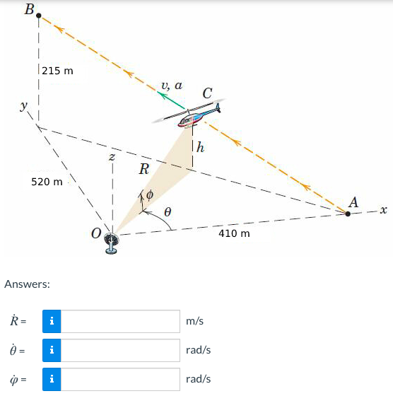Solved A helicopter starts from rest at point A and travels | Chegg.com