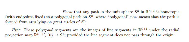 Show that any path in the unit sphere Sn in R+l is | Chegg.com