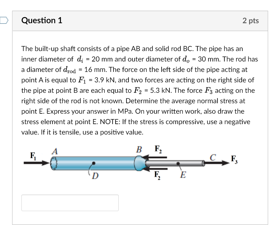 Solved Question 1 2 pts = = The built-up shaft consists of a | Chegg.com