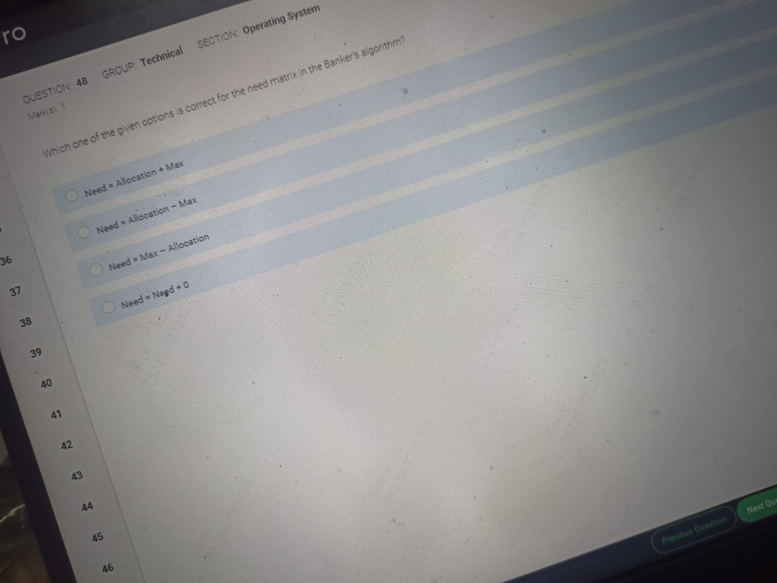 Solved QUESTION: 48 GROUP. Technical SECTION Operating | Chegg.com