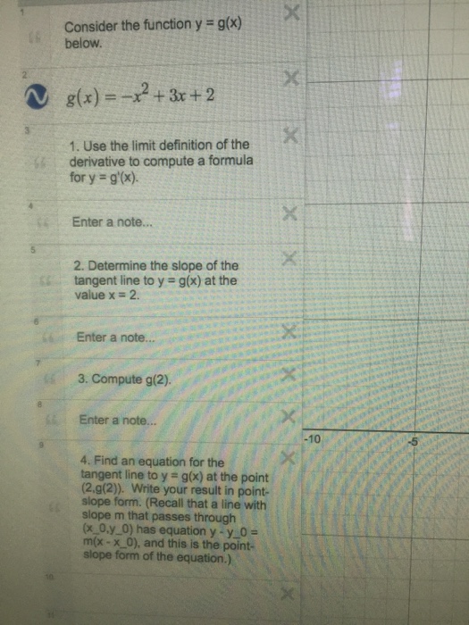 Solved Consider the function y = g(x) below g()-2+3x2 1. Use | Chegg.com