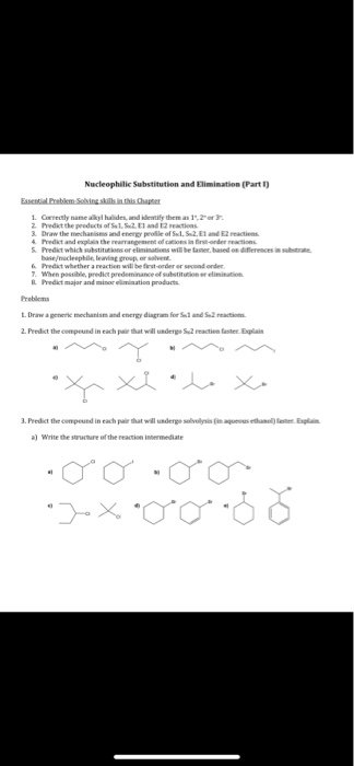 Solved Nucleophilic Substitution and Elimination (Part I) | Chegg.com