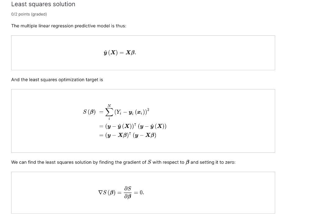 Solved Least squares solution 0/2 points (graded) The | Chegg.com