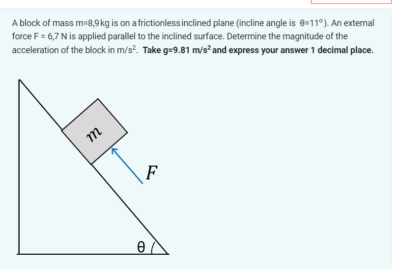 Solved A block of mass m=8,9 kg is on a frictionless | Chegg.com