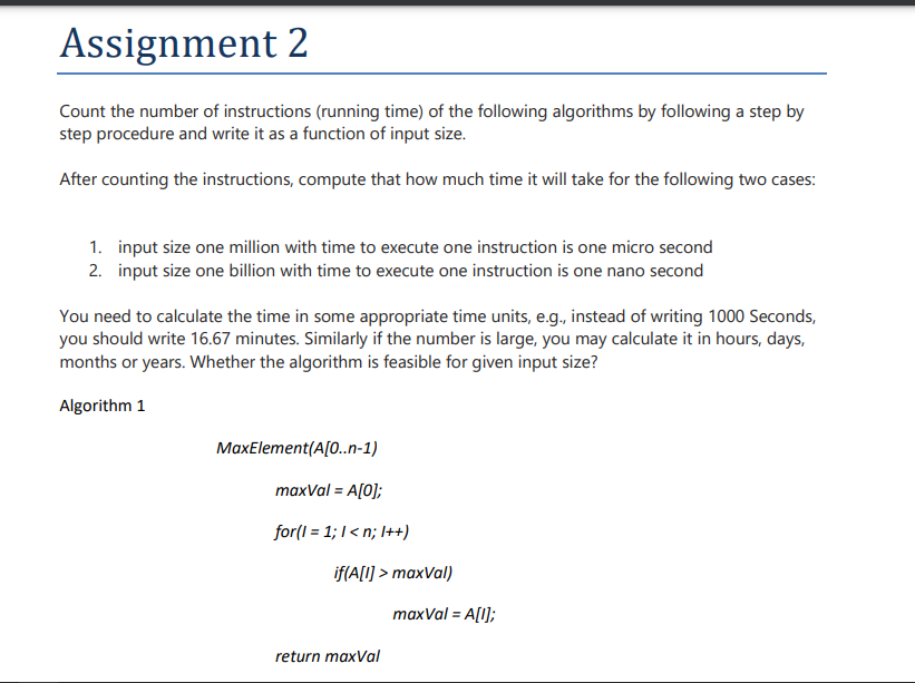 Solved Count the number of instructions (running time) of | Chegg.com