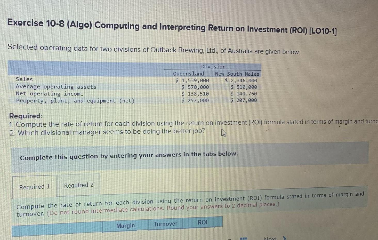 Solved Exercise 10-8 (Algo) Computing and Interpreting | Chegg.com