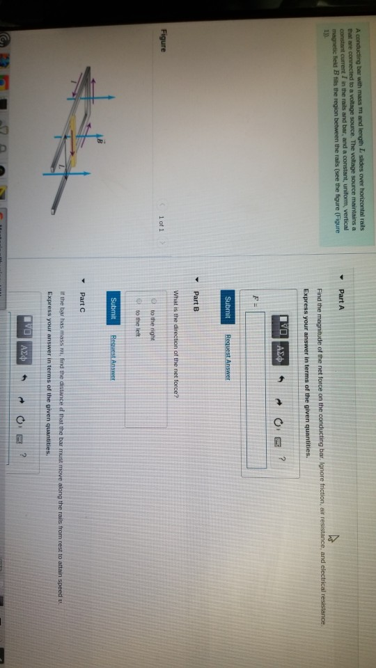 Solved A conducting bar with mass m and length L slides over | Chegg.com