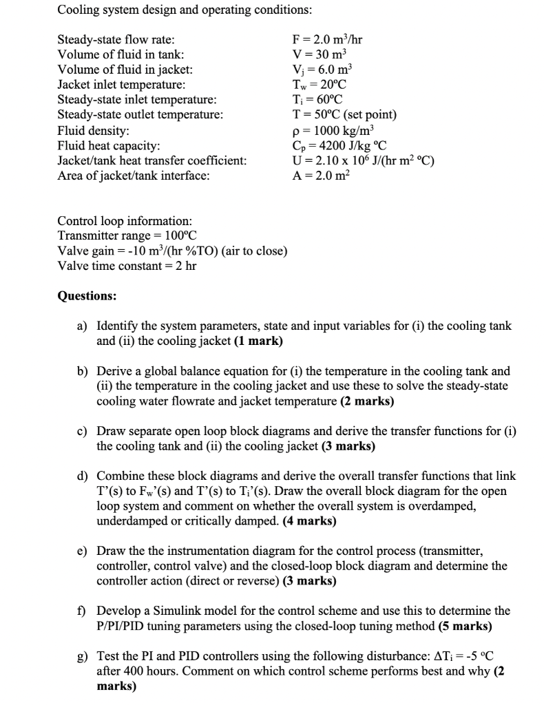 Solved Problem 1: Cooling tank control system ( 20 marks) | Chegg.com