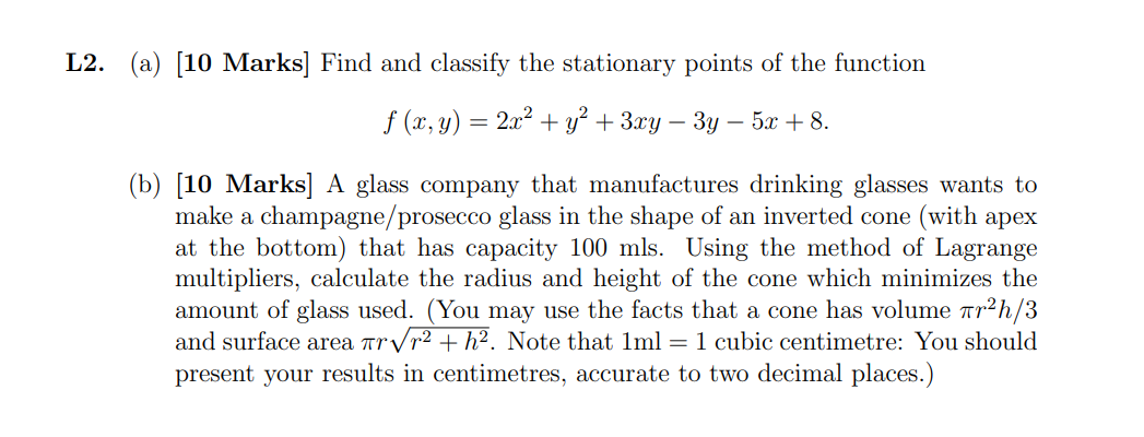 Solved (a) [10 Marks] Find and classify the stationary | Chegg.com