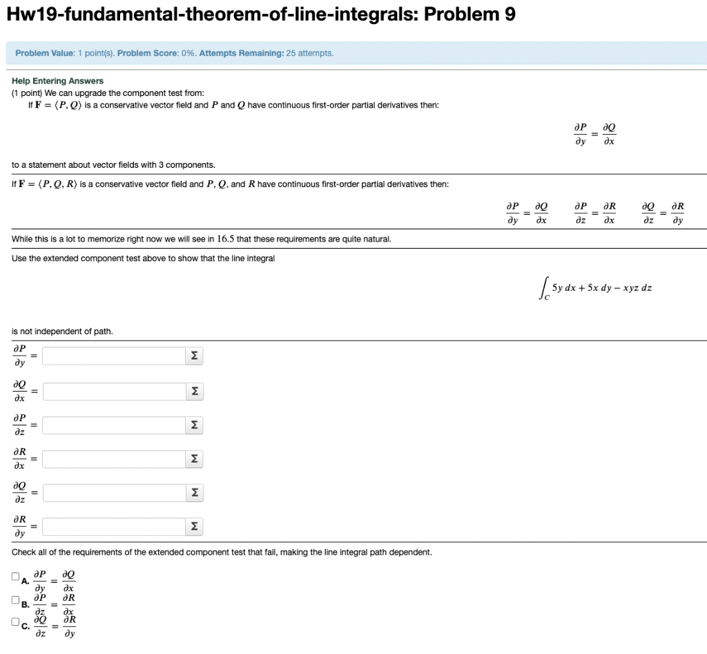 Solved Hw19-fundamental-theorem-of-line-integrals: Problem 9 | Chegg.com