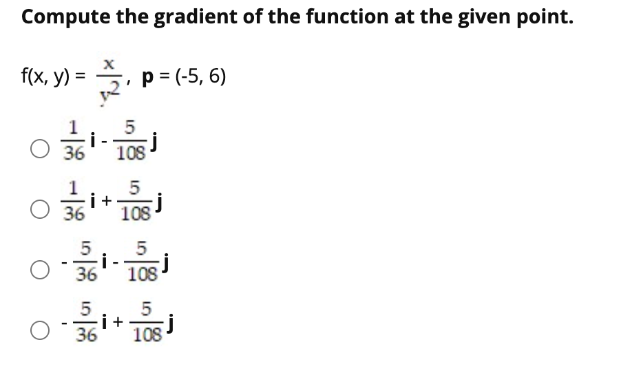 Solved Compute the gradient of the function at the given | Chegg.com