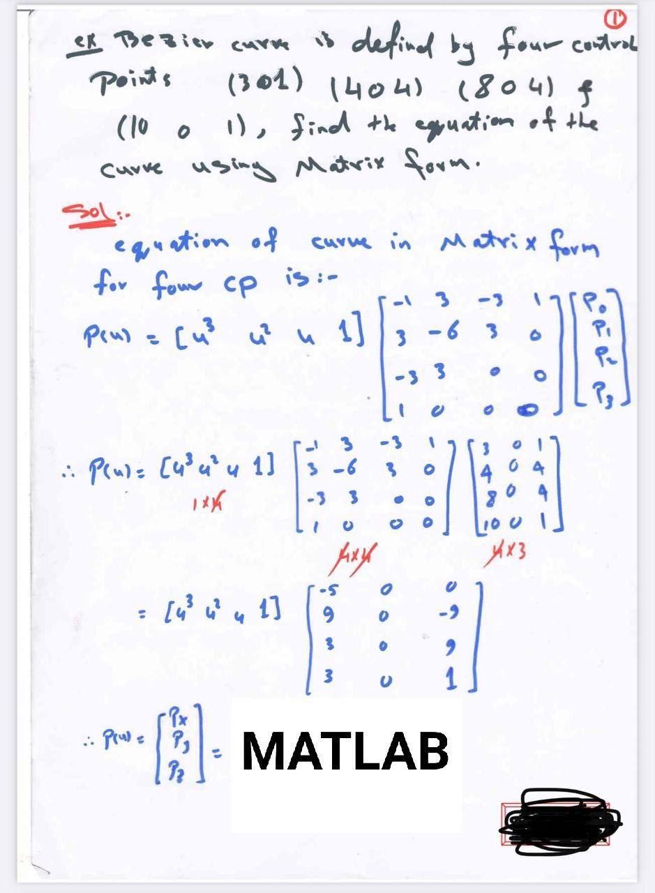 Solved ex Bezier curve is defined by four control points | Chegg.com