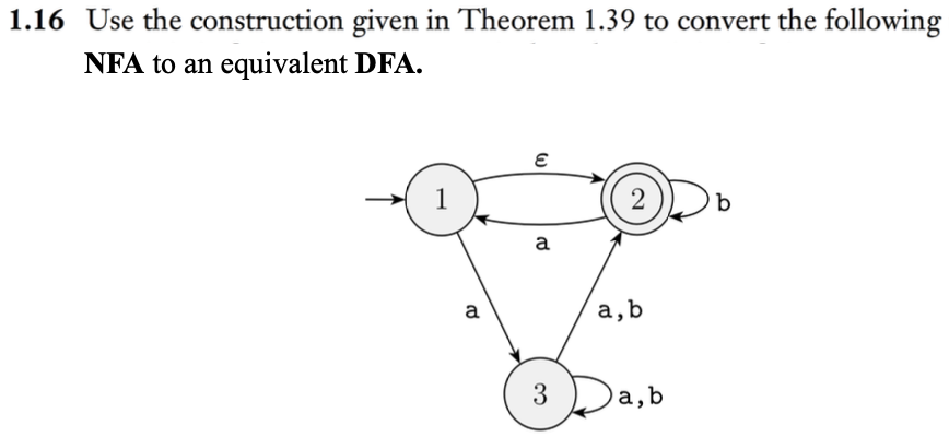 Solved 1.16 ﻿Use the construction given in Theorem 1.39 ﻿to | Chegg.com