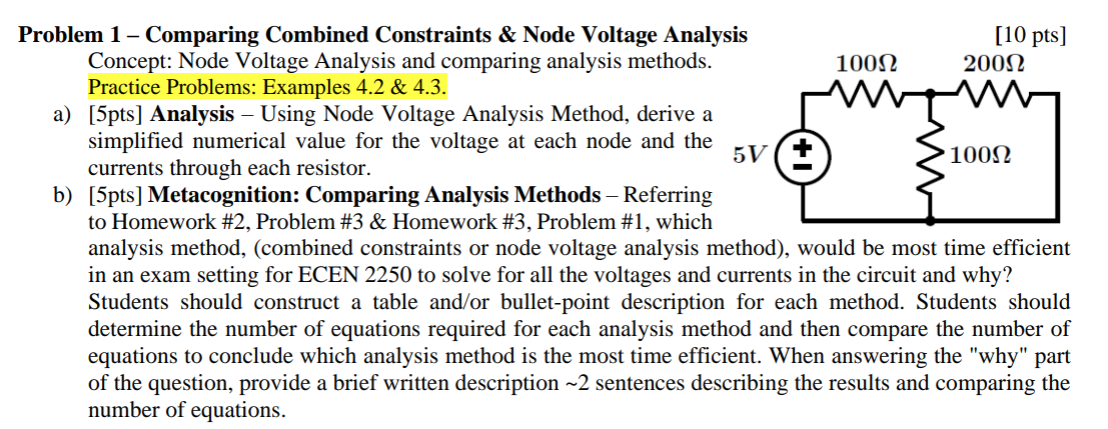 Solved Problem 1 - ﻿Comparing Combined Constraints & Node | Chegg.com