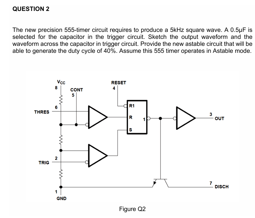 Solved QUESTION 2 ﻿The new precision 555 -timer circuit | Chegg.com