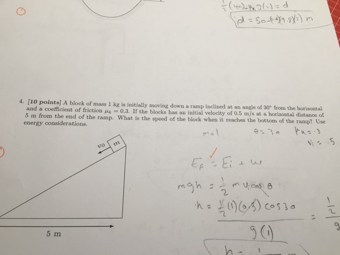 Solved A block of mass 1 kg is initially moving inclined at | Chegg.com