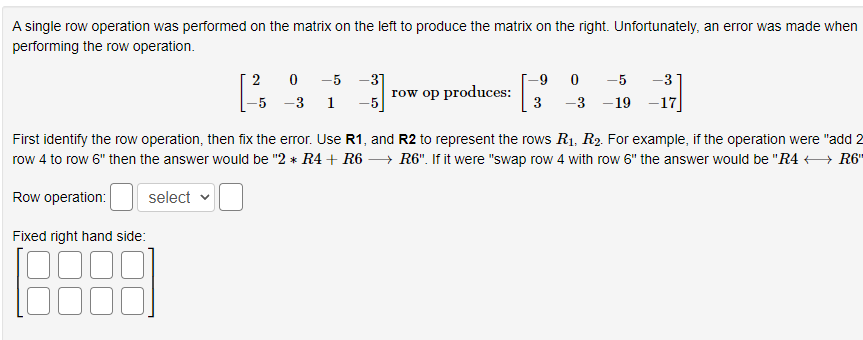 Solved A single row operation was performed on the matrix on | Chegg.com