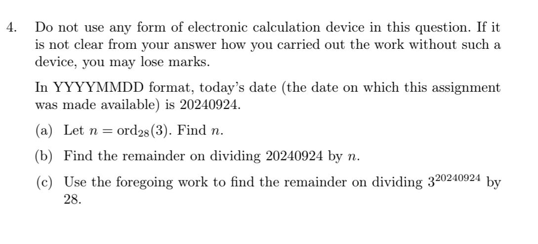 Solved Do not use any form of electronic calculation device | Chegg.com