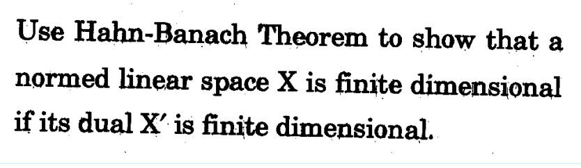 Solved Use Hahn-Banach Theorem to show that a normed linear | Chegg.com