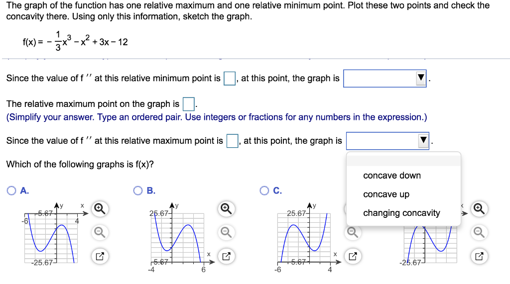 Solved The graph of the function has one relative maximum | Chegg.com