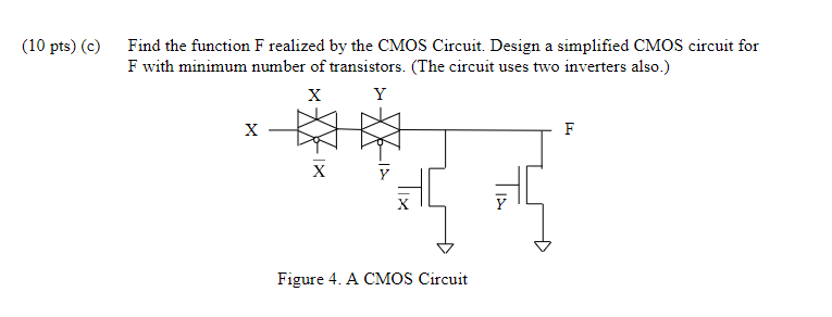 Solved c) Find the function F realized by the CMOS Circuit. | Chegg.com