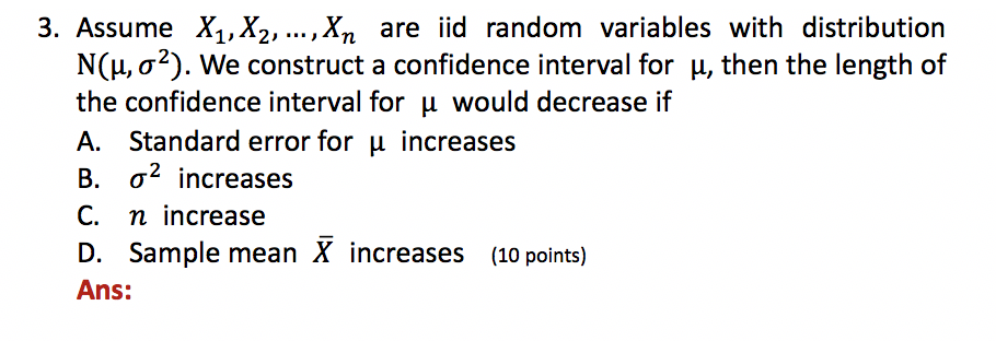 Solved 3. Assume X1, X2, ...,Xn are iid random variables | Chegg.com