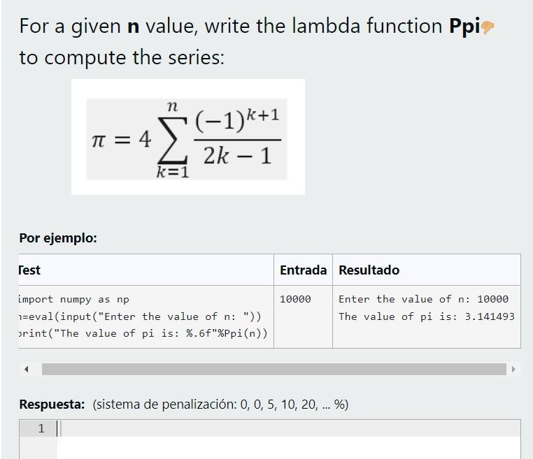 Solved For a given n value, write the lambda function Ppi to | Chegg.com