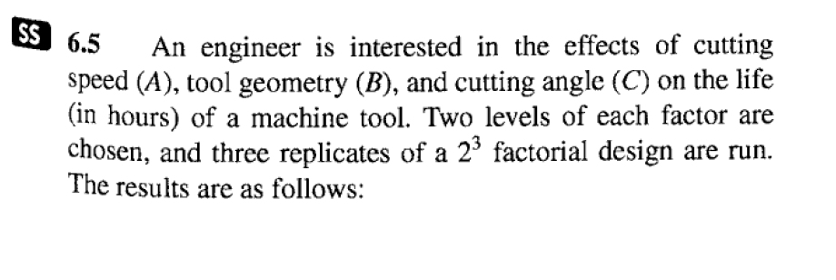 Solved 6.5 An engineer is interested in the effects of | Chegg.com