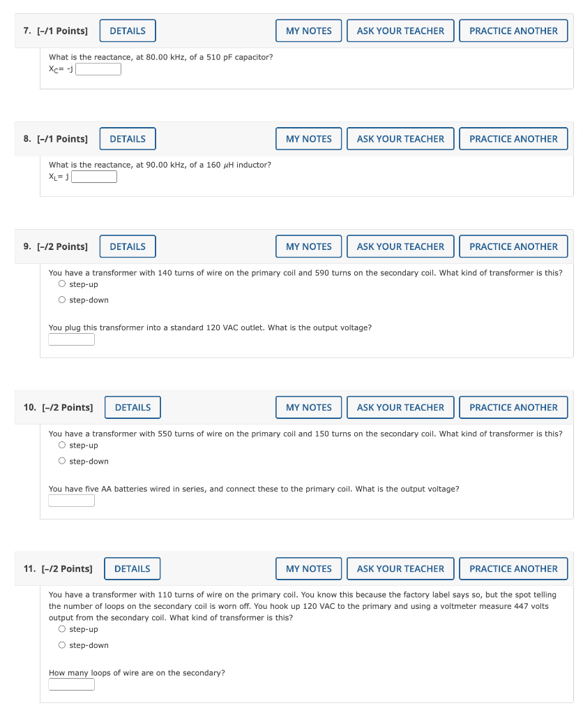 Solved 7. (-/1 Points] DETAILS MY NOTES ASK YOUR TEACHER | Chegg.com