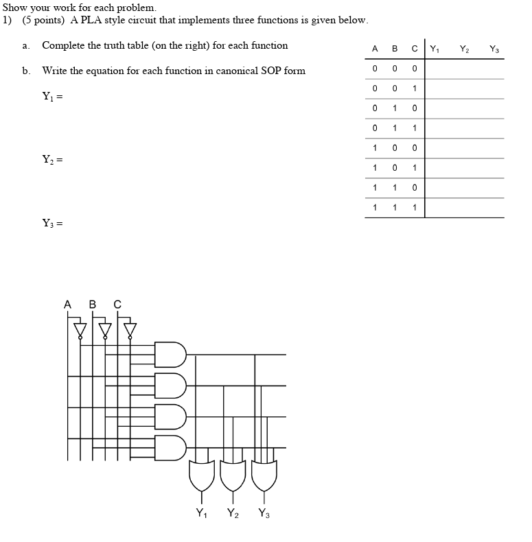 Solved Show your work for each problem. 1) (5 points) A PLA | Chegg.com