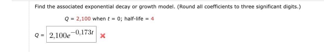 Solved Find the associated exponential decay or growth | Chegg.com
