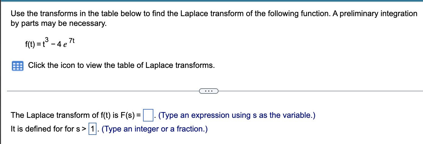 Solved Use the transforms in the table below to find the | Chegg.com