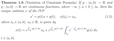 Solved Theorem 1.6 (Variation of Constants Formula) If | Chegg.com