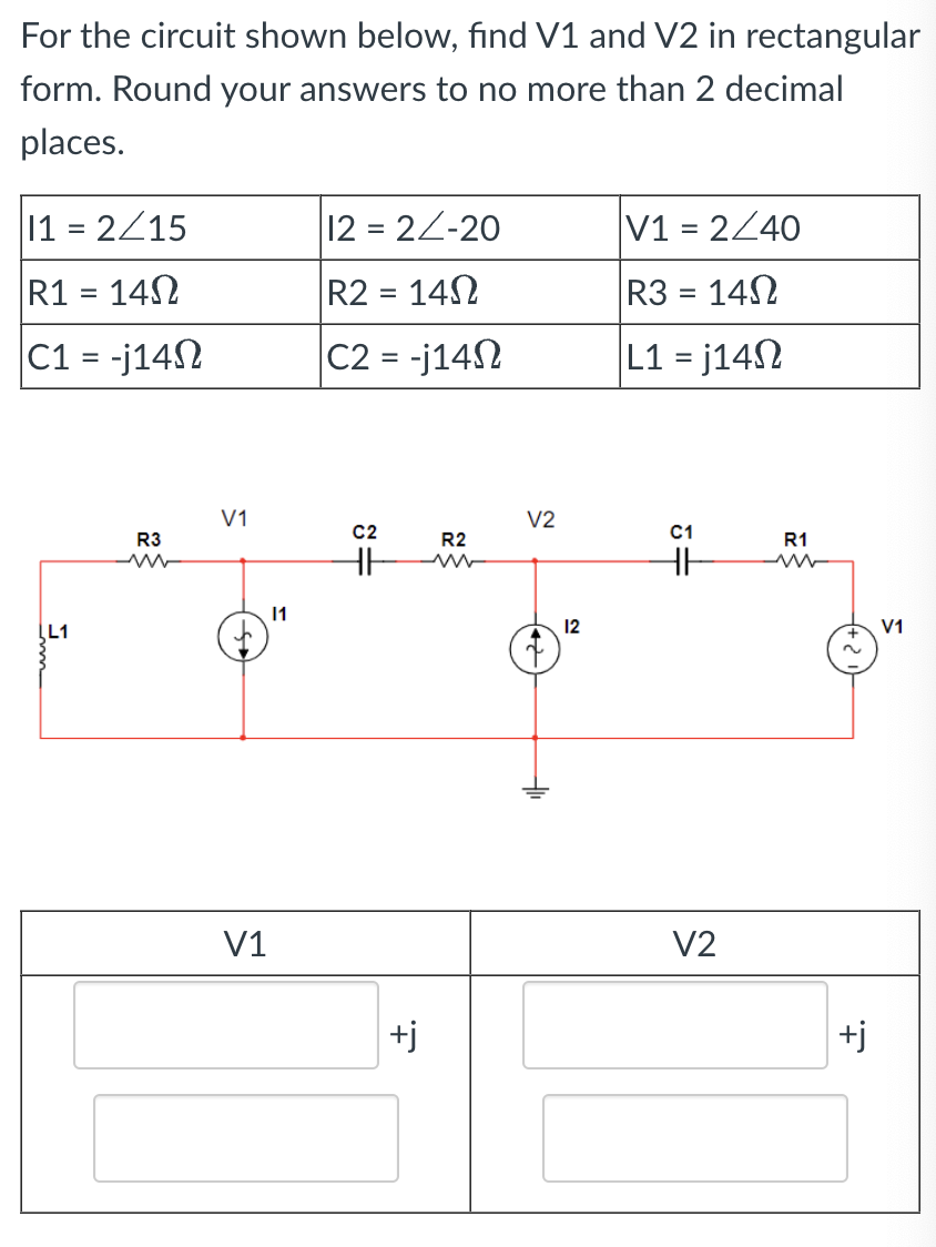 Solved For the circuit shown below, find V 1 ﻿and V 2 ﻿in | Chegg.com