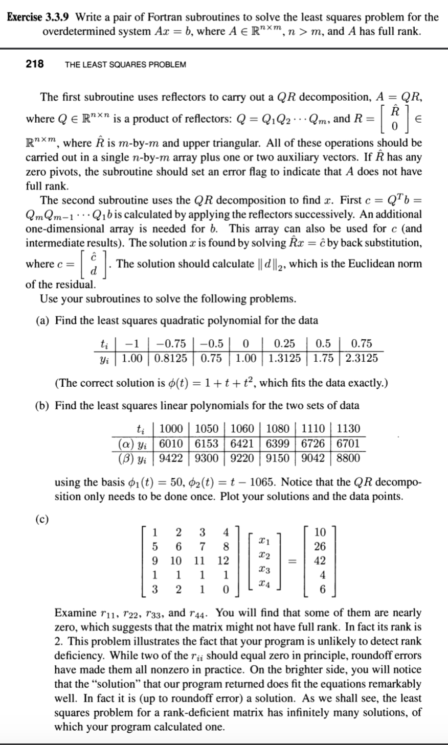 Exercise 3.3.10 MATLAB's qr command, which we | Chegg.com