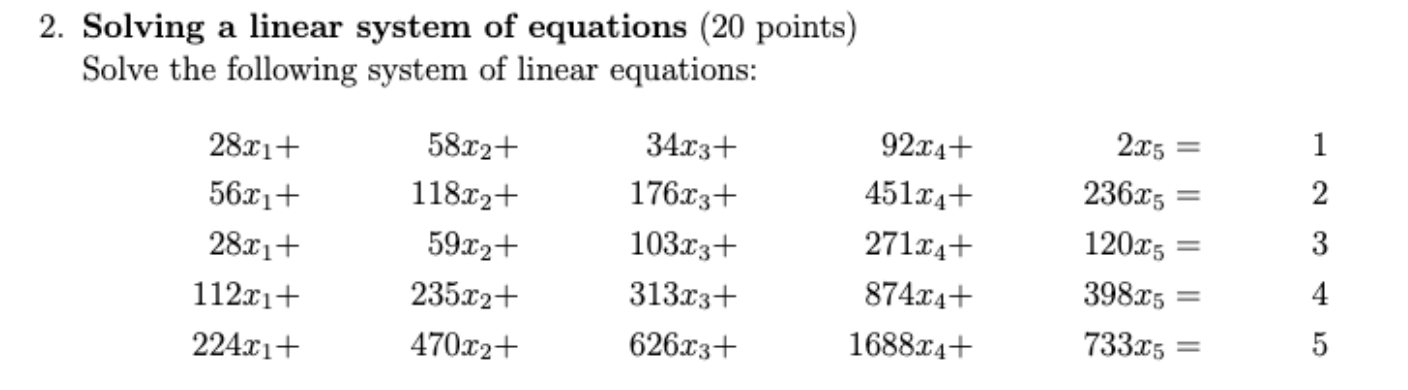 Solved 2. Solving a linear system of equations (20 points) | Chegg.com