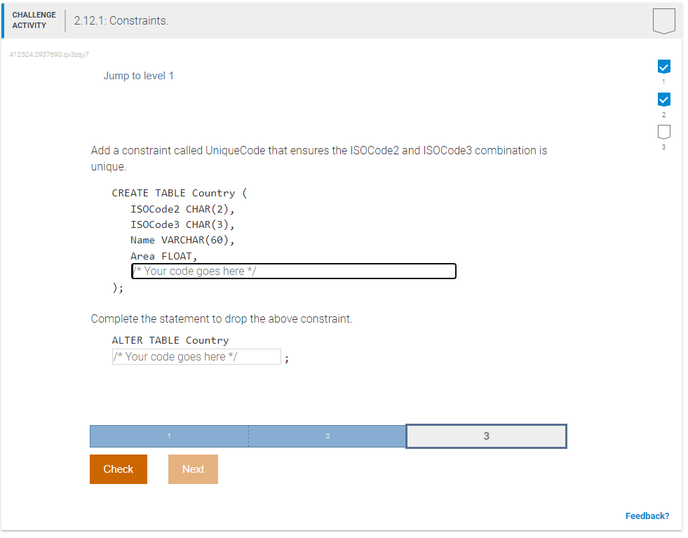Solved Add a constraint called UniqueCode that ensures the | Chegg.com