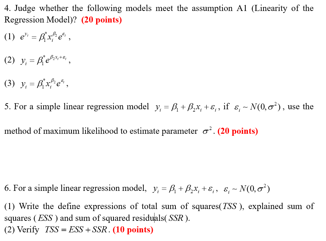 Solved 4. Judge whether the following models meet the | Chegg.com