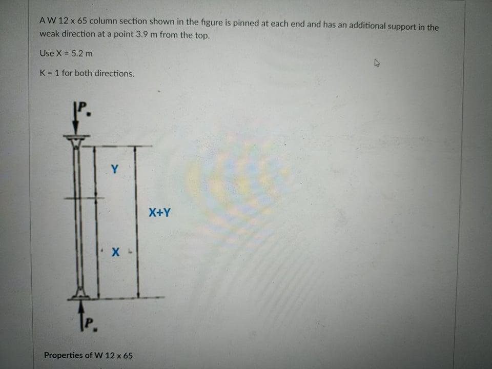 Solved A W 12 x 65 column section shown in the figure is | Chegg.com