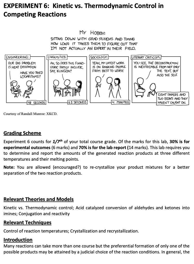 Solved EXPERIMENT 6: Kinetic vs. Thermodynamic Control in | Chegg.com