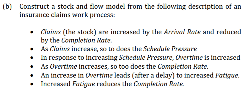 Solved (b) Construct a stock and flow model from the | Chegg.com