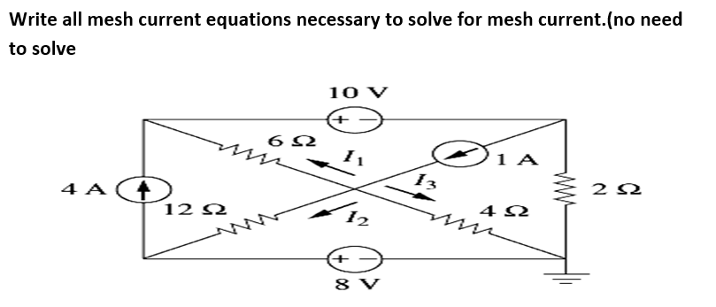 Solved Write all mesh current equations necessary to solve | Chegg.com