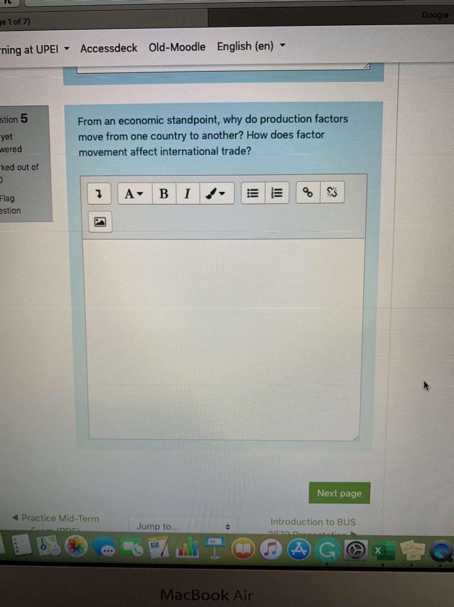 Solved Google e 1 of 7) ning at UPEI Accessdeck Old-Moodle | Chegg.com