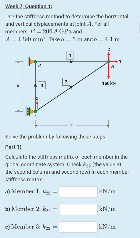 Solved Week 7, Question 1: Use the stiffness method to | Chegg.com