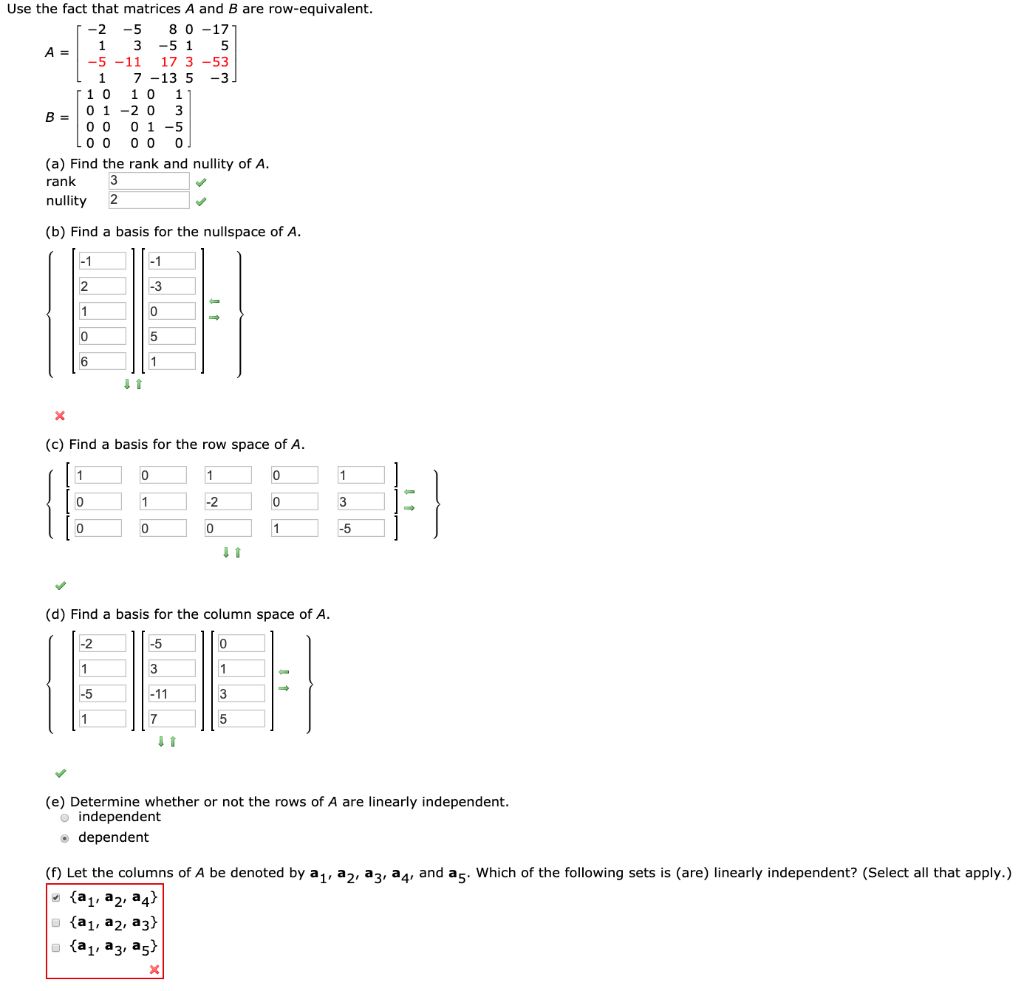 Solved Use the fact that matrices A and B are | Chegg.com