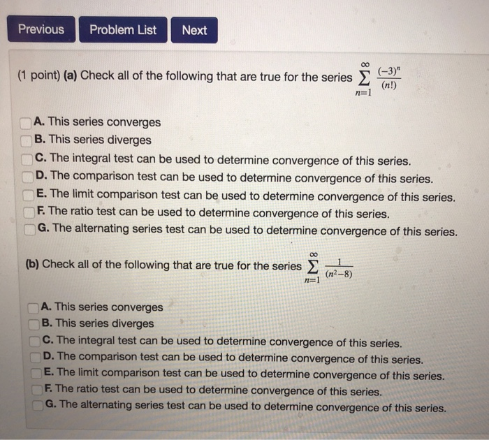 Solved Previous Problem ListNext (1 point) (a) Check all of | Chegg.com