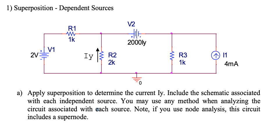 Solved 1 Superposition Dependent Sources R1 V2 Il