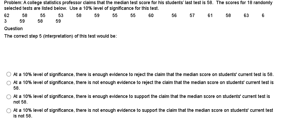 Solved At a 10% level of significance, there is enough | Chegg.com