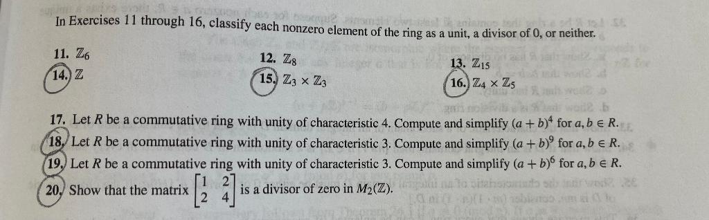 Solved In Exercises 11 through 16, classify each nonzero | Chegg.com