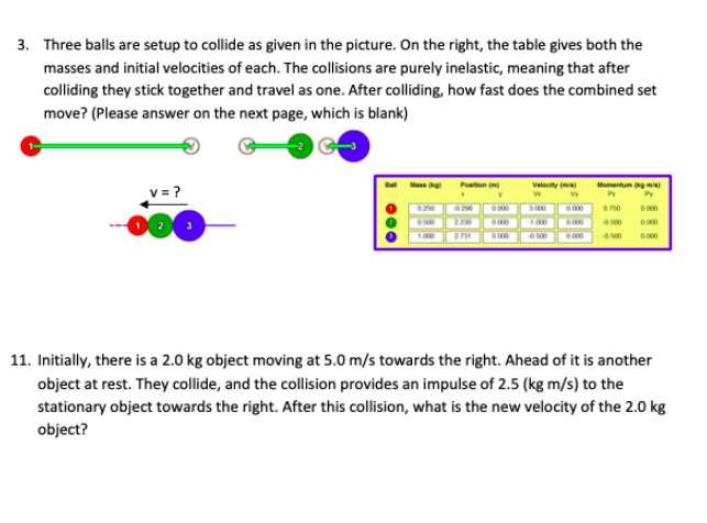 Solved 3. Three balls are setup to collide as given in the | Chegg.com
